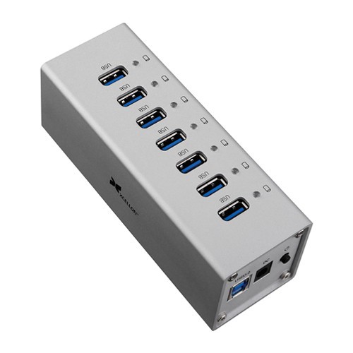 Xcellon 7-Port Powered USB 3.0 Aluminum Hub (Silver)
